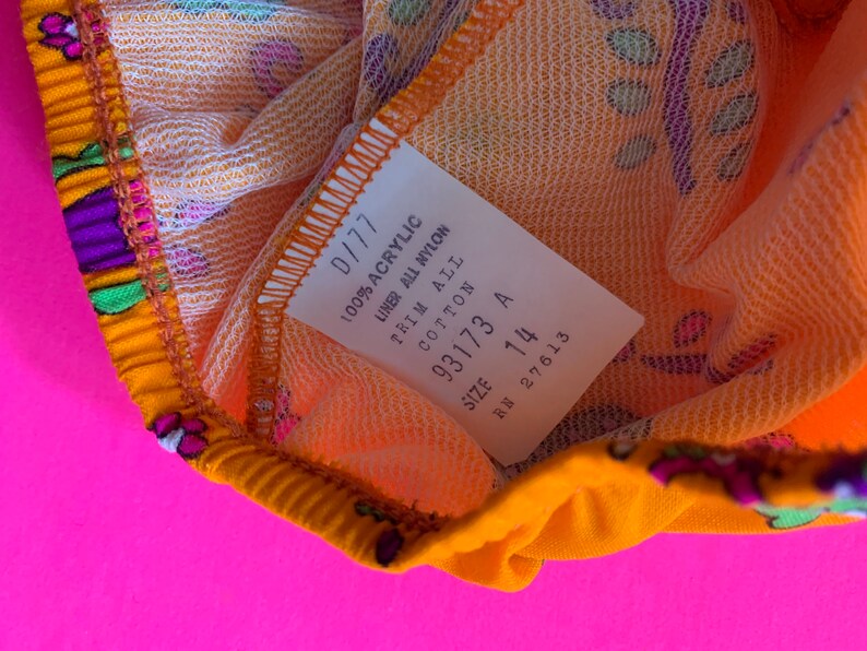 Deadstock 1960s Neon Flower Power Bikini // Tag Size Girls 14 | Etsy