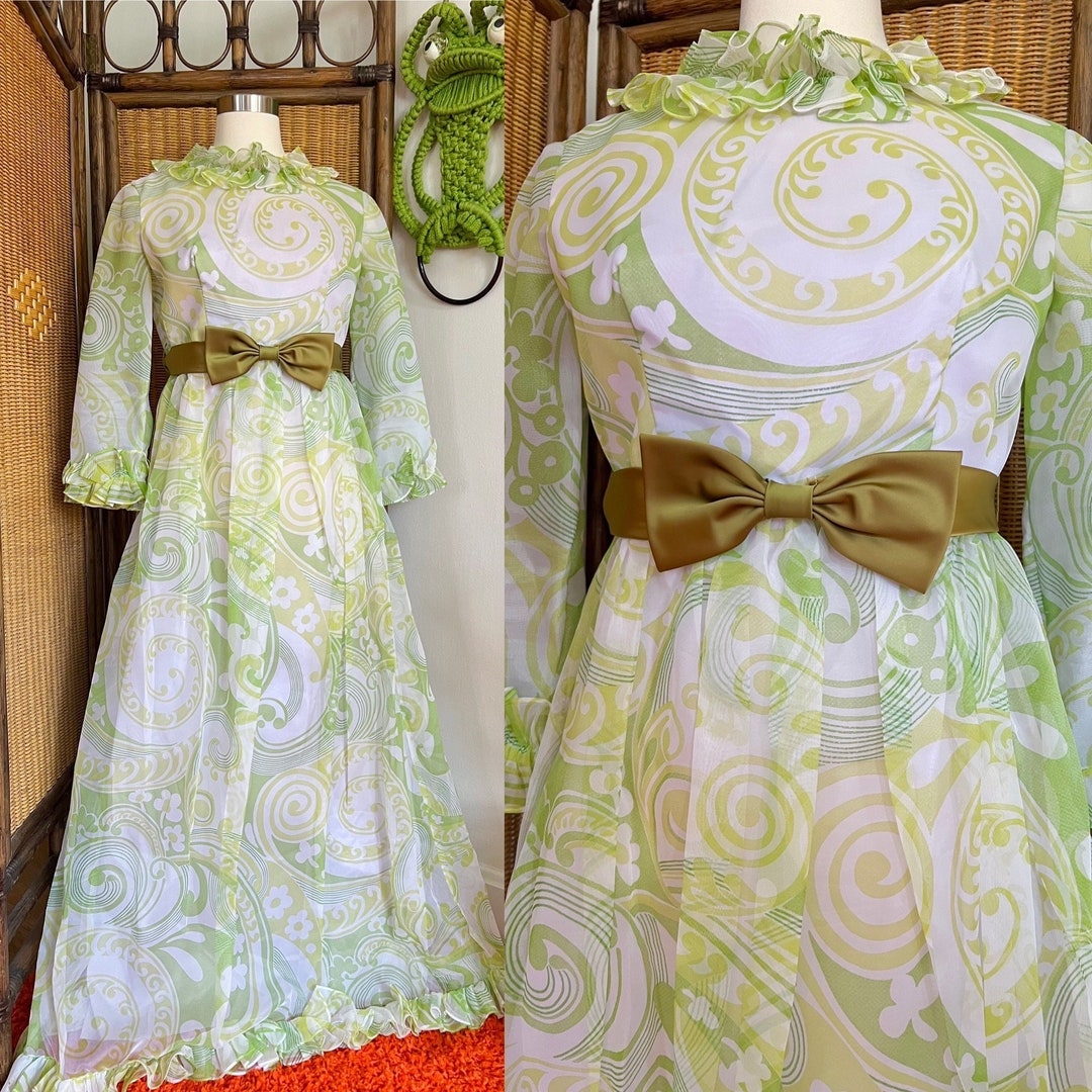1960s Lorrie Deb Psychedelic Print Party Dress // M-L // - Etsy