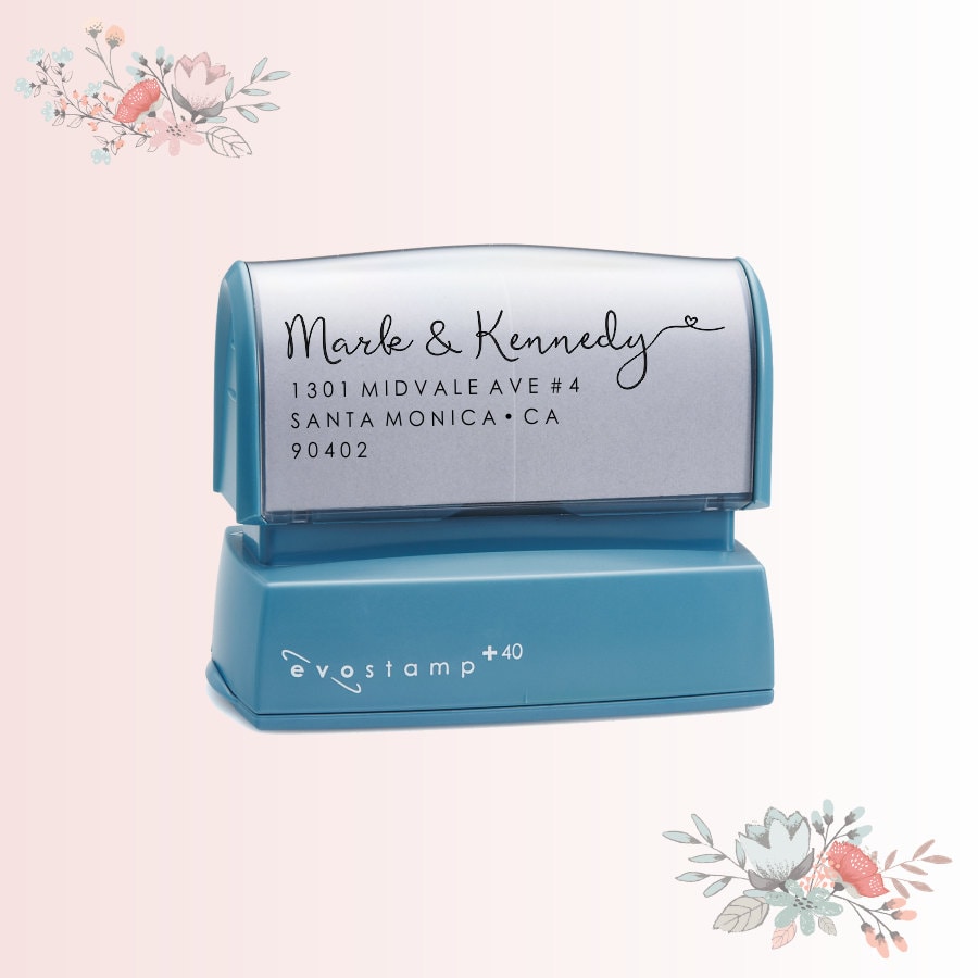 Self Inking Custom Address Stamp - Feathery Cursive Return Address ...