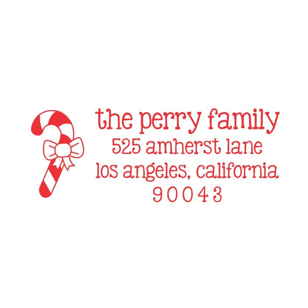 Candy Cane Self Inking Address Stamp - Christmas Winter Holiday Custom ...