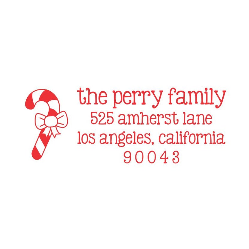 Candy Cane Self Inking Address Stamp - Christmas Winter Holiday Custom ...