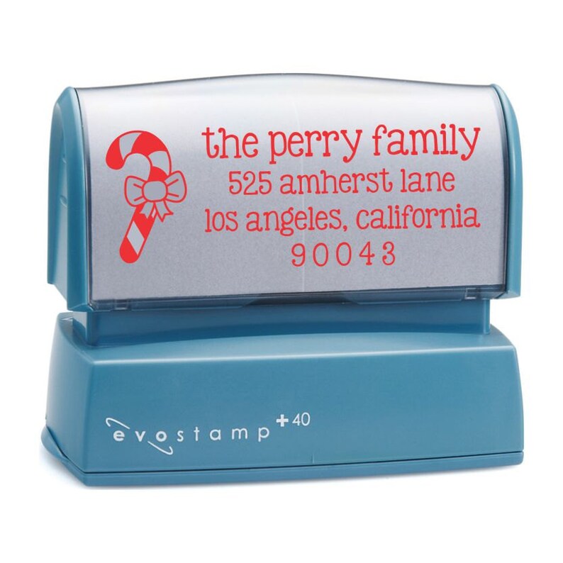 Candy Cane Self Inking Address Stamp - Christmas Winter Holiday Custom ...
