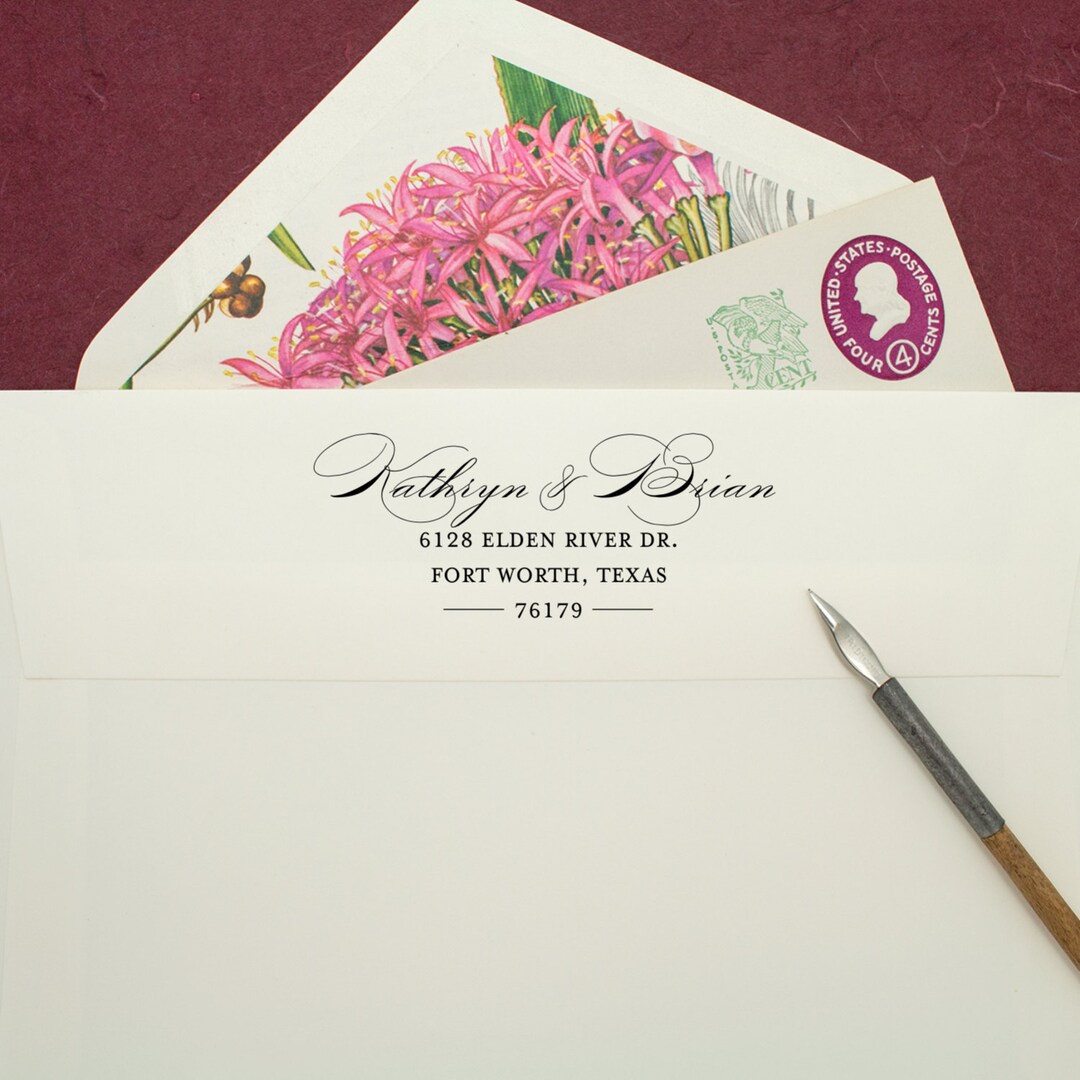 Custom Script Address Stamp - Elegant Chic Self Inking Return Address ...
