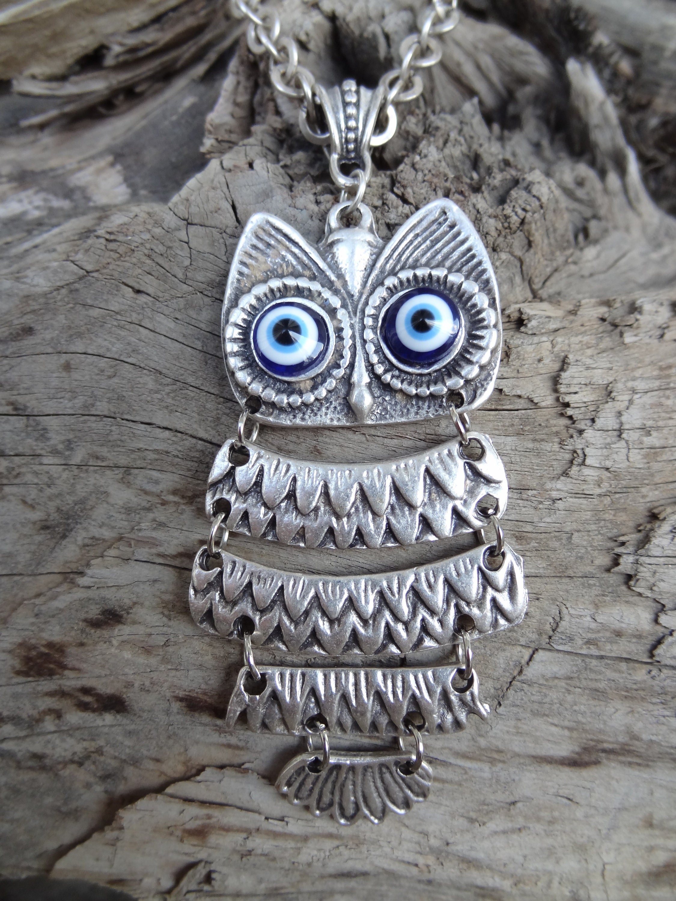 Owl Necklace Silver Owl Pendant and Silver Chain Owl - Etsy