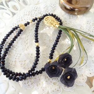 Turkish Islamic 99 Prayer Beads, Black Crystal Tesbih, Gold Hamsa ...