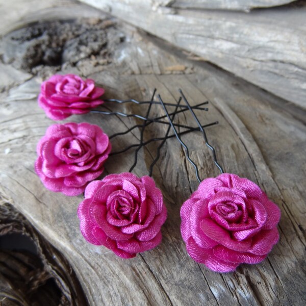 Mint Green Satin Rose Wedding Hair Pins, Green Bridal Hair Accessories ...