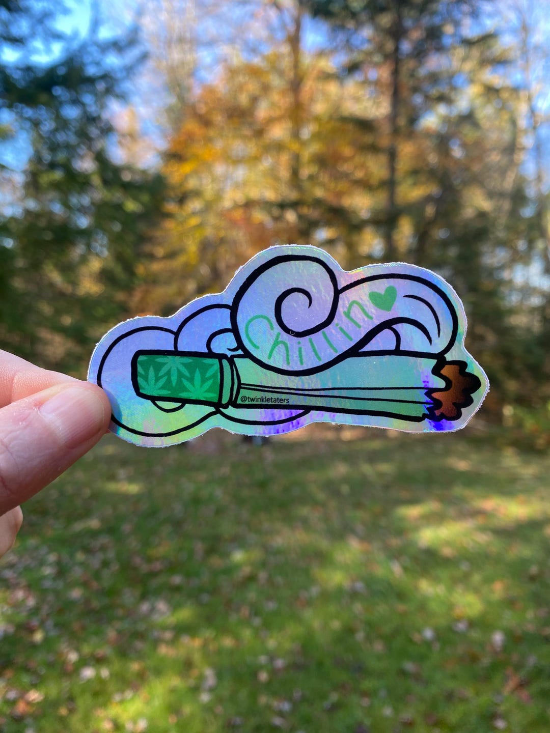 Chillin' With a Joint Holo Sticker, Subtle Holographic Waterproof ...