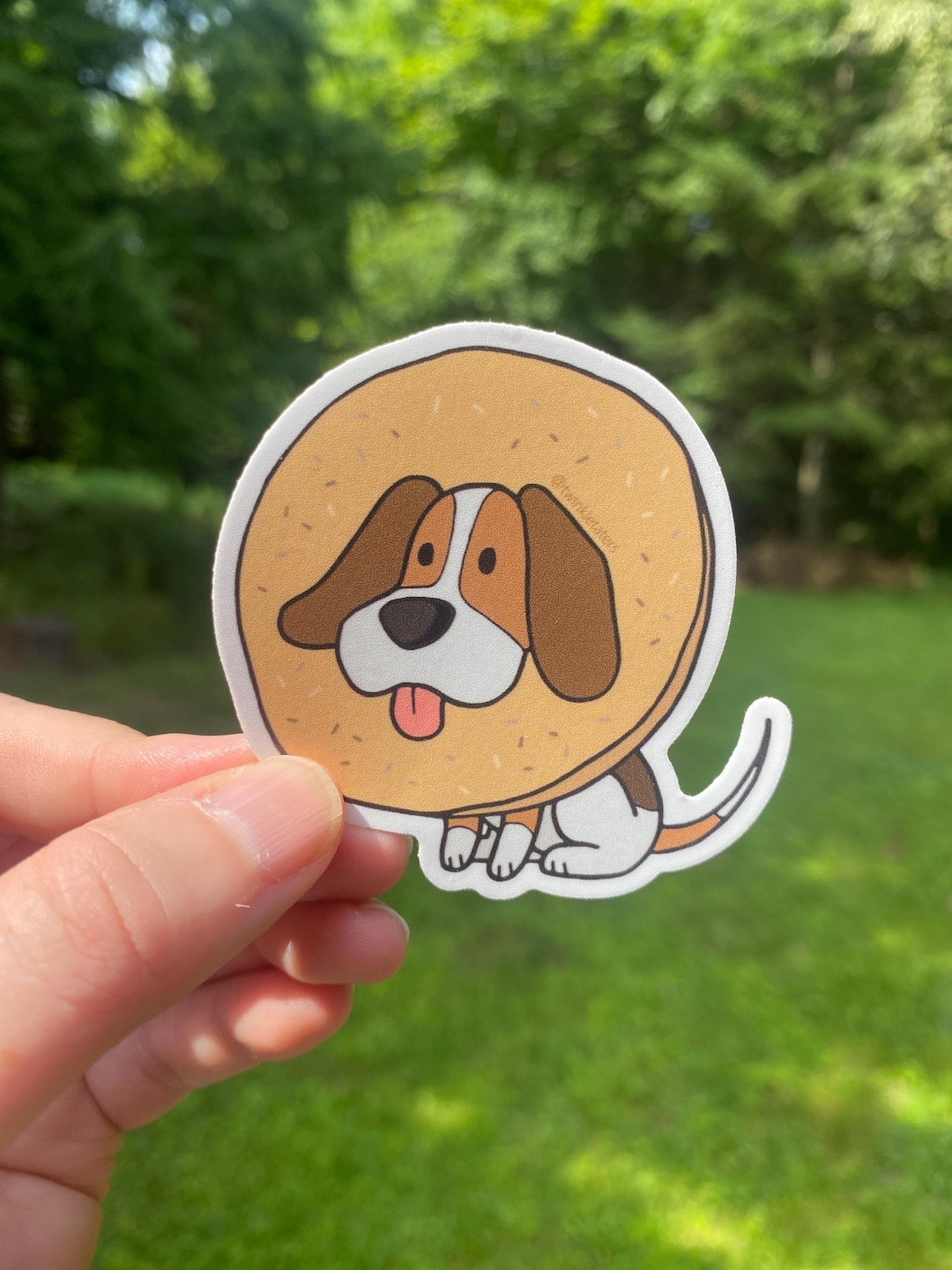Beagle Bagel Vinyl Sticker, Cute Puppy Dog Design Pun, Play on Words ...