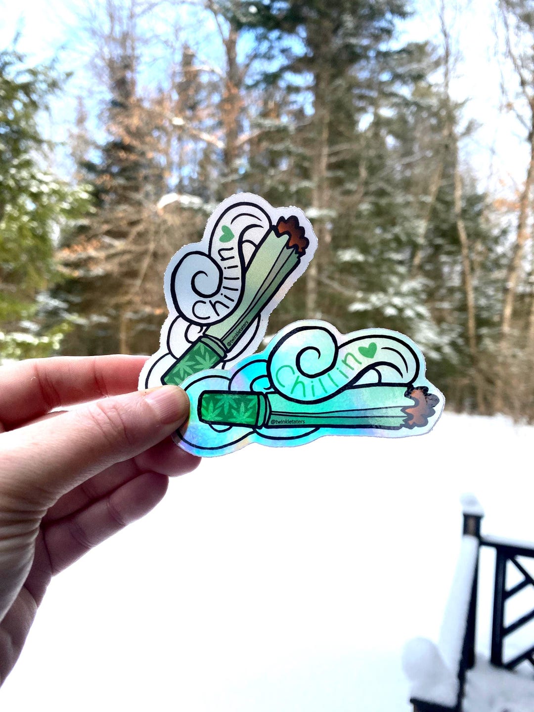 Chillin' Joint Holo Sticker: 420 Stoner Gift, Marijuana Cannabis Pre ...
