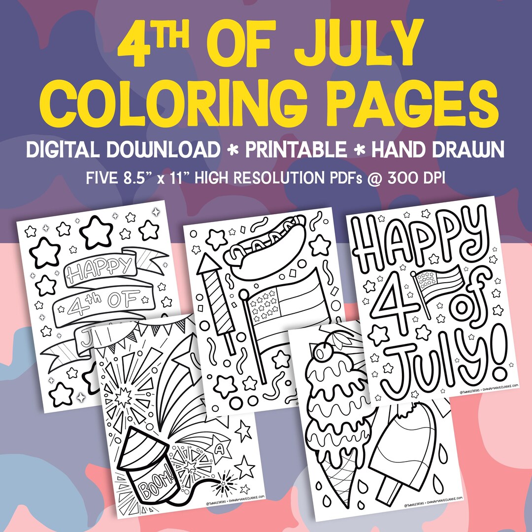 4th of July Coloring Pages Instant Download, Printable PDF, Summer ...