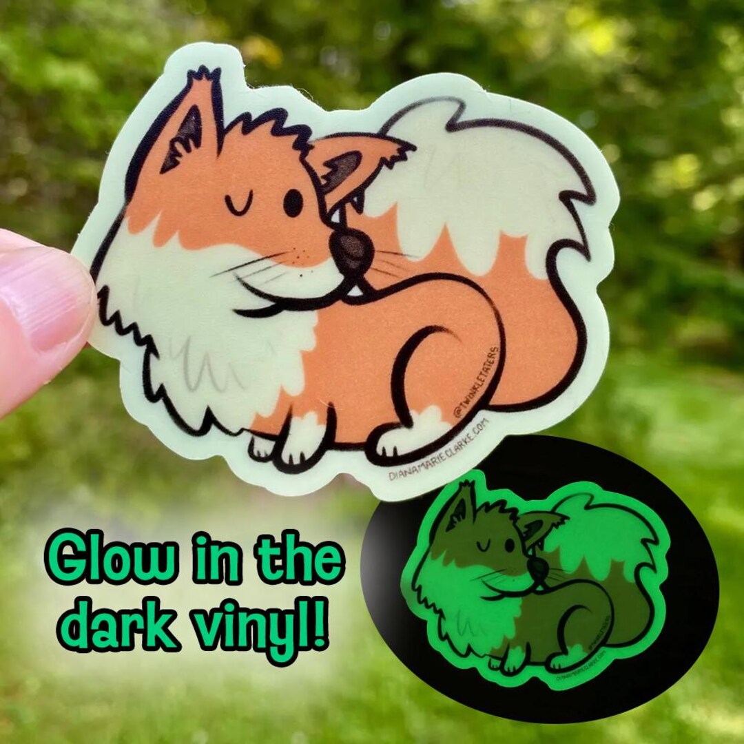 Fox Glow in the Dark Sticker: Hand-drawn Design, Dishwasher Safe ...