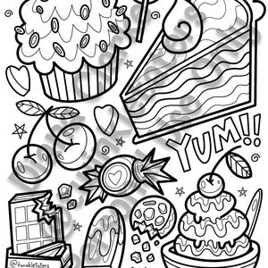 Fun Food Coloring Pages: Advanced for Adults and Kids, Hand-drawn ...