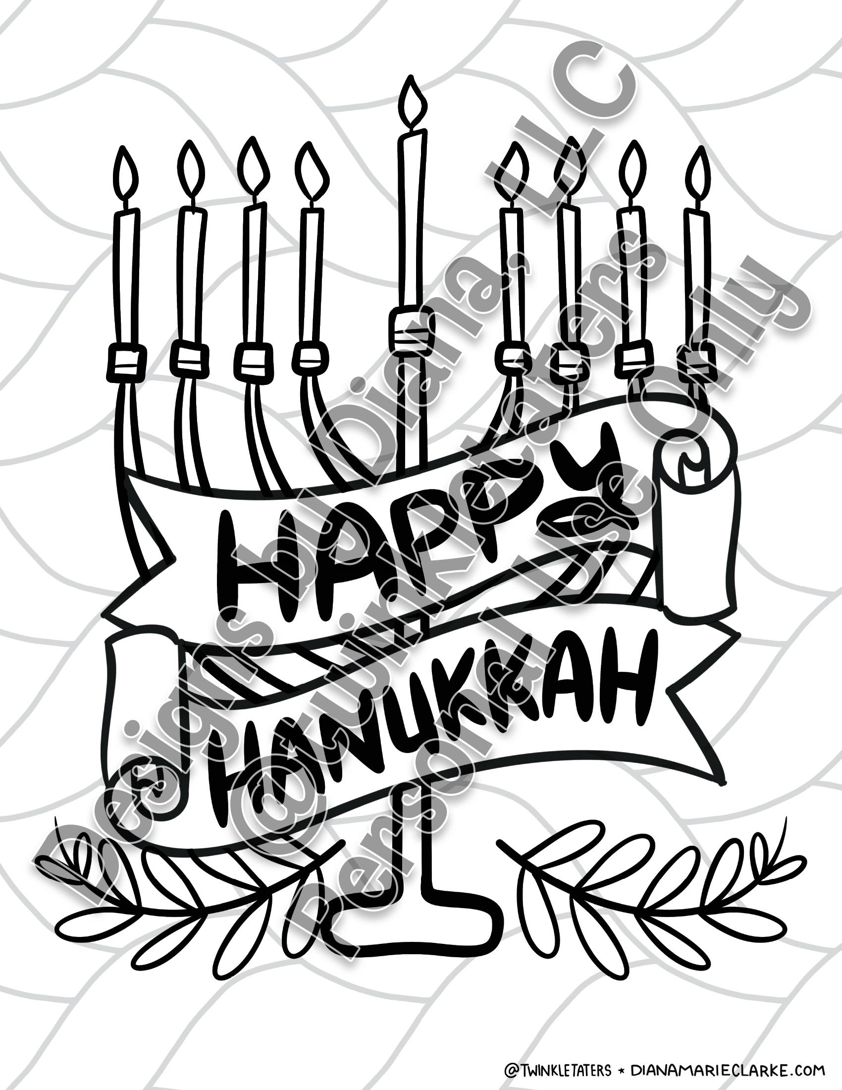 Hanukkah Coloring Pages: Festival of Lights Chanukah Holiday Coloring ...