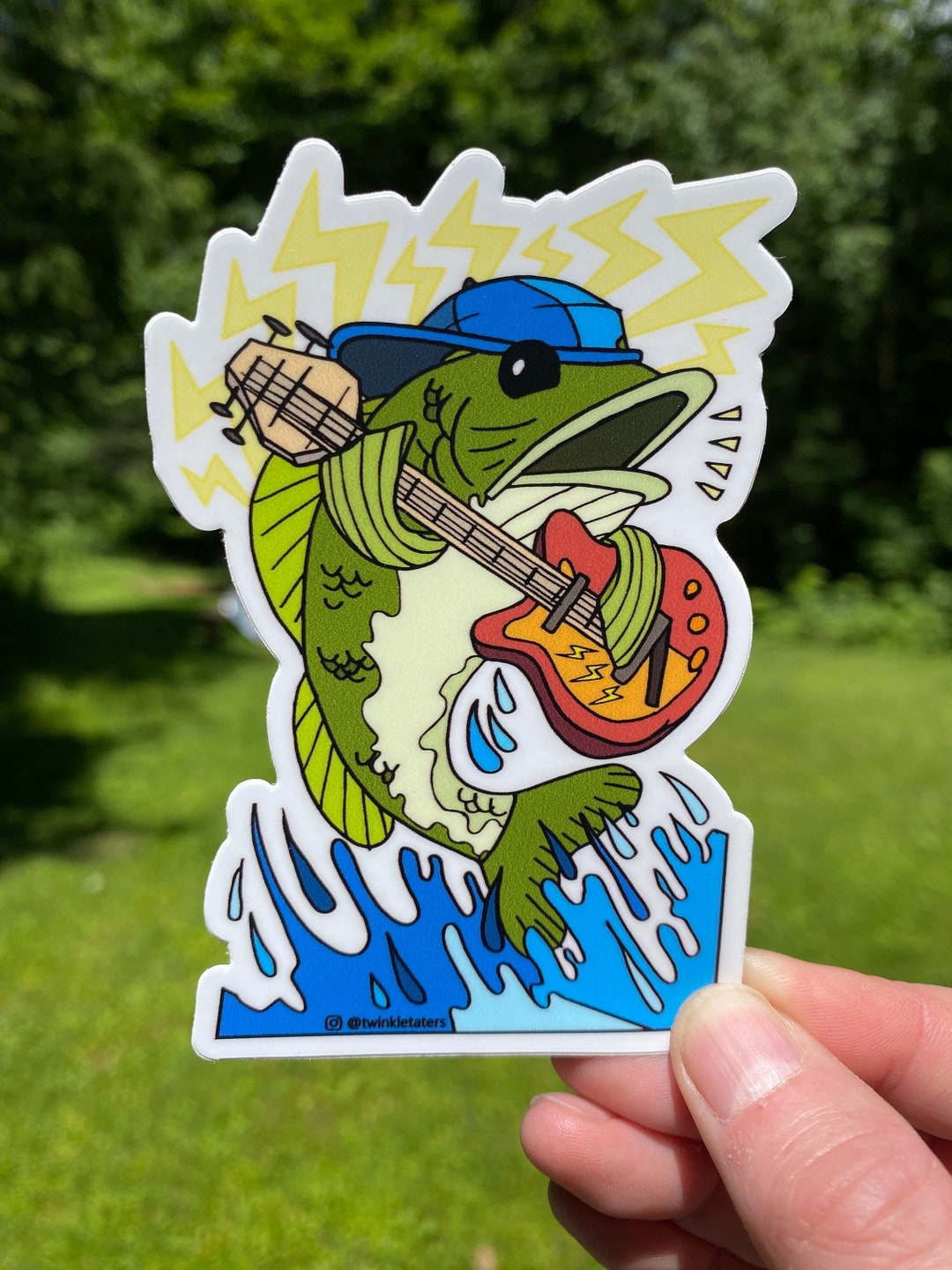Bass (fish) Playing Bass (guitar) Vinyl Sticker: Hand-drawn Design ...