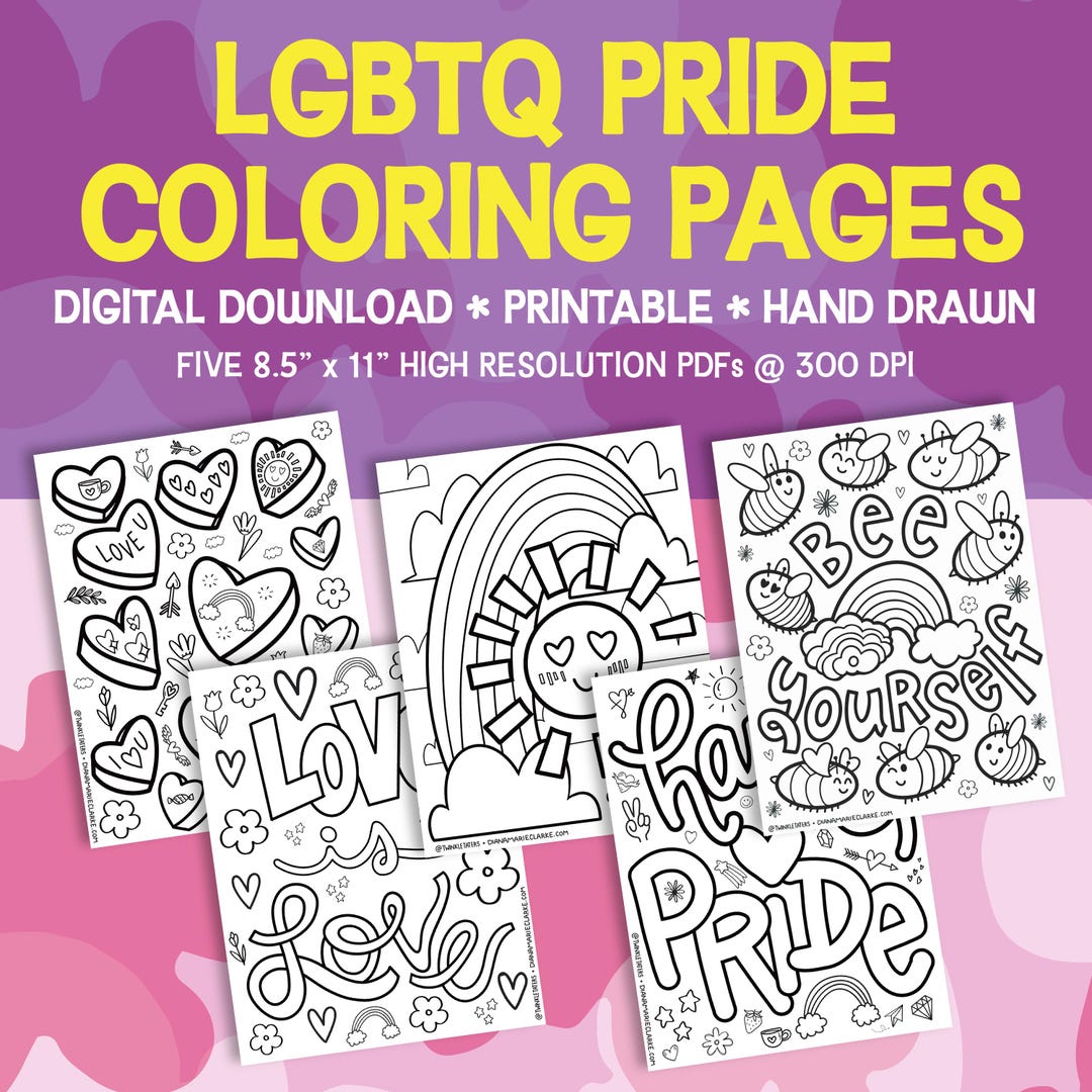 LGBTQ Pride Coloring Pages Instant Download, Printable PDF, Coloring ...