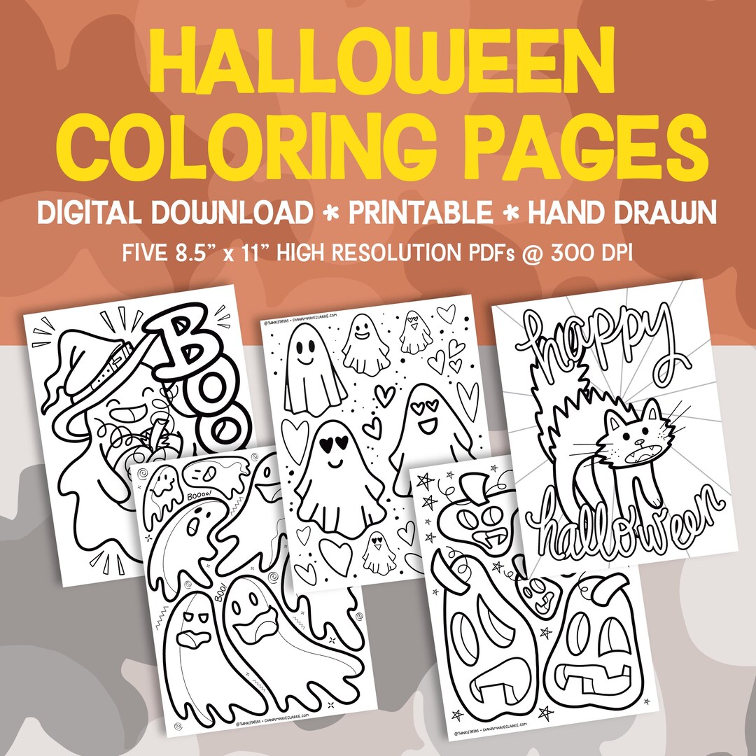 Halloween Coloring Pages: Spooky Fun Theme, Activity for Kids, Hand ...