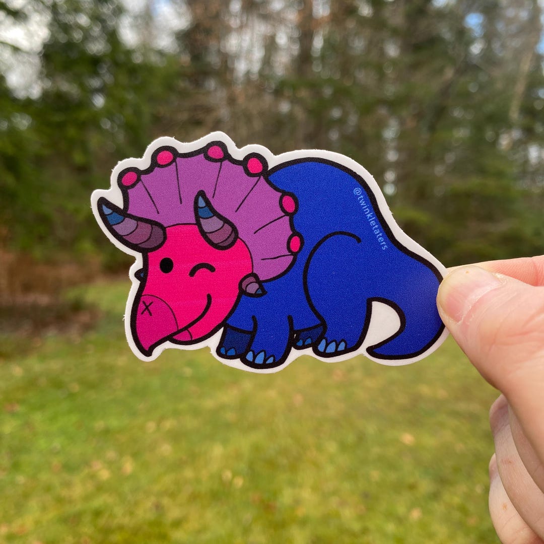 Biceratops Vinyl Waterproof Sticker, Cute Bisexual Pride Sticker, Bi ...