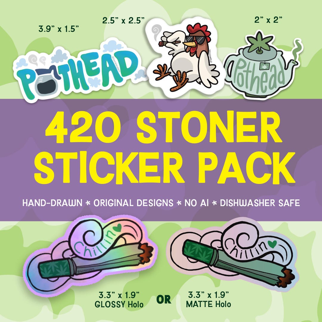 420 Stoner Vinyl Sticker Pack: Hand-drawn Design, Dishwasher Safe ...
