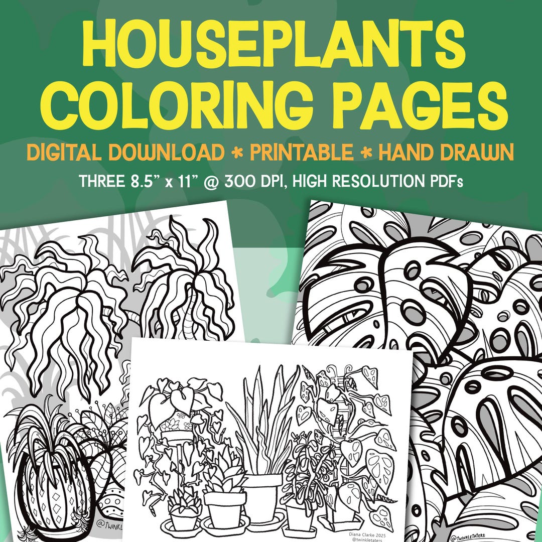 Detailed Houseplant Coloring Pages Instant Download, Printable PDF ...