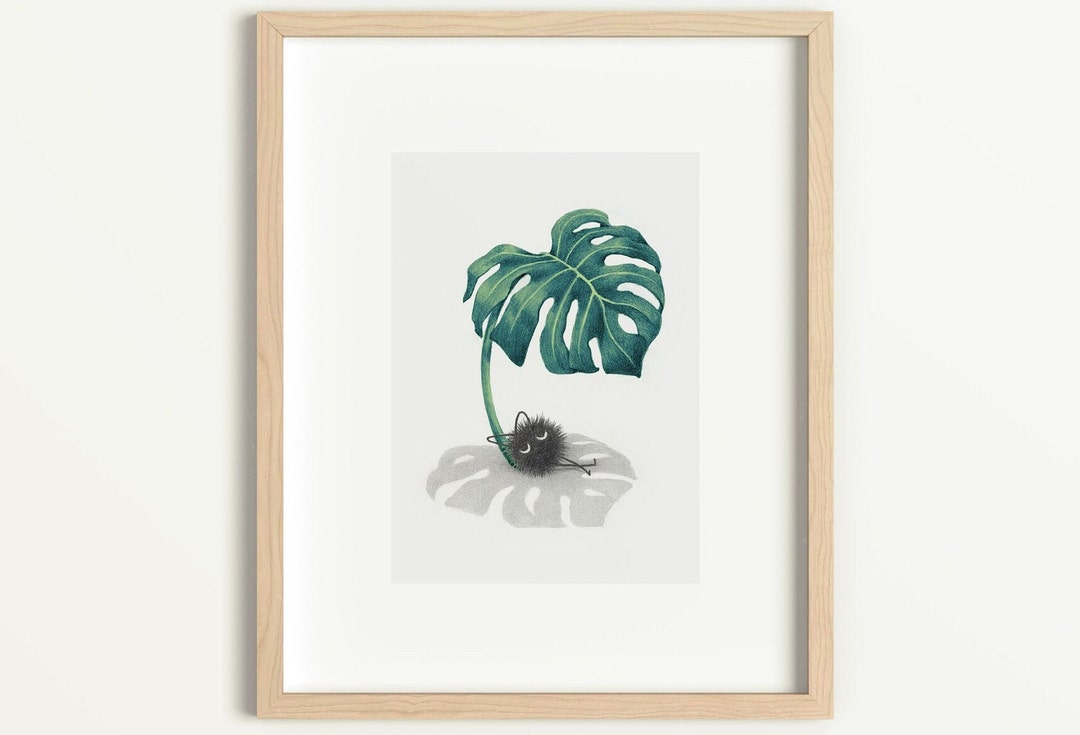 4x6 Schattige Sprites ArchivAl Art Print Ruß Sprite Wandkunst Monstera ...