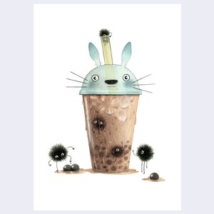 5x7 Boba Sprites Print Soot Sprite Art Print Dust Sprites Boba Tea ...