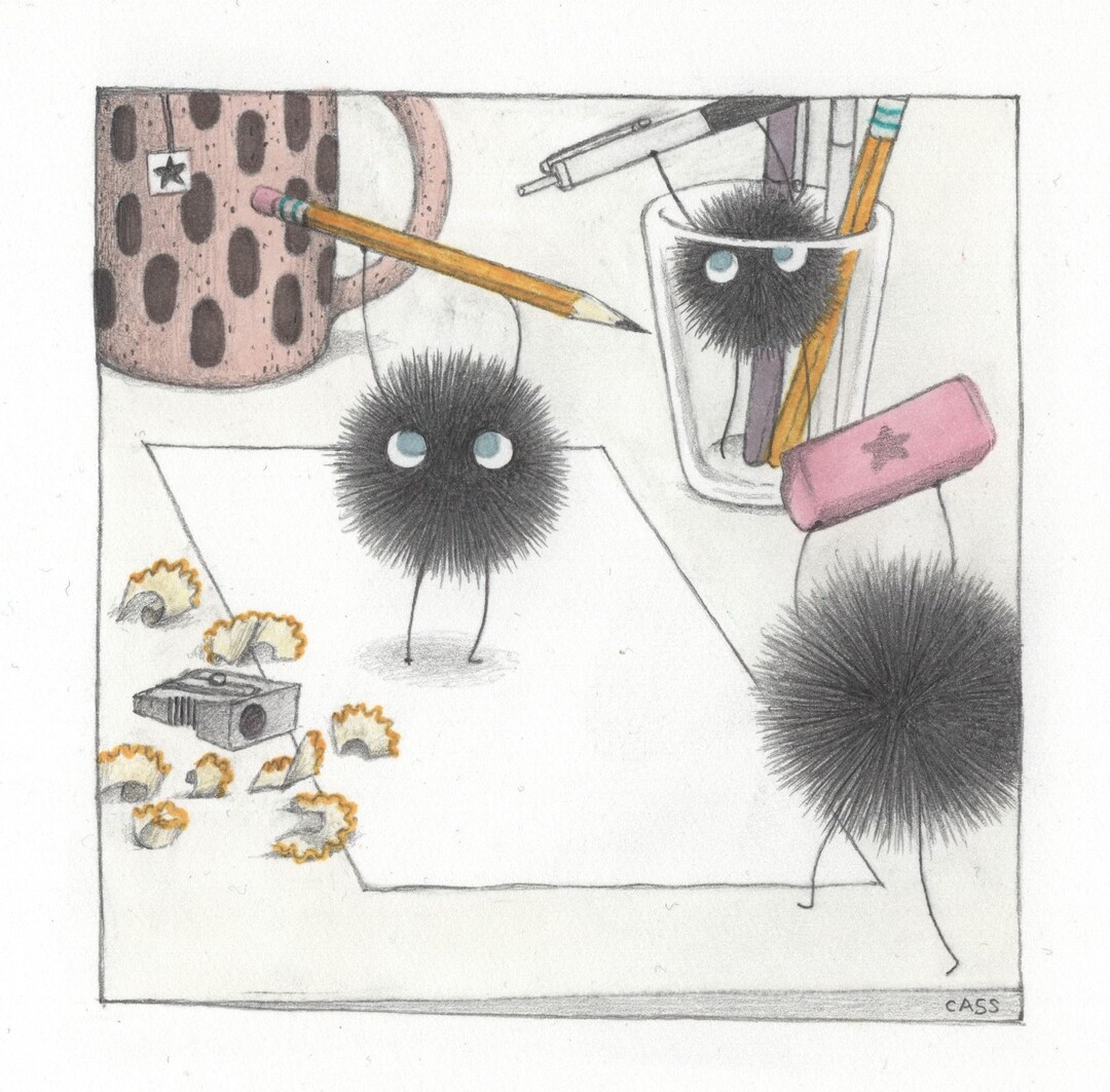 4x6 Stationery Sprites Archival Art Print Soot Sprite Writers Block ...