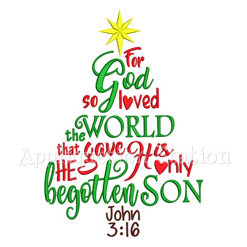 John 3:16 Word Art Christmas Tree Machine Embroidery Designs - Etsy