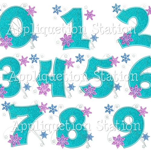 Number Applique Design Set 1-9 Applique 6 Size Birthday - Etsy