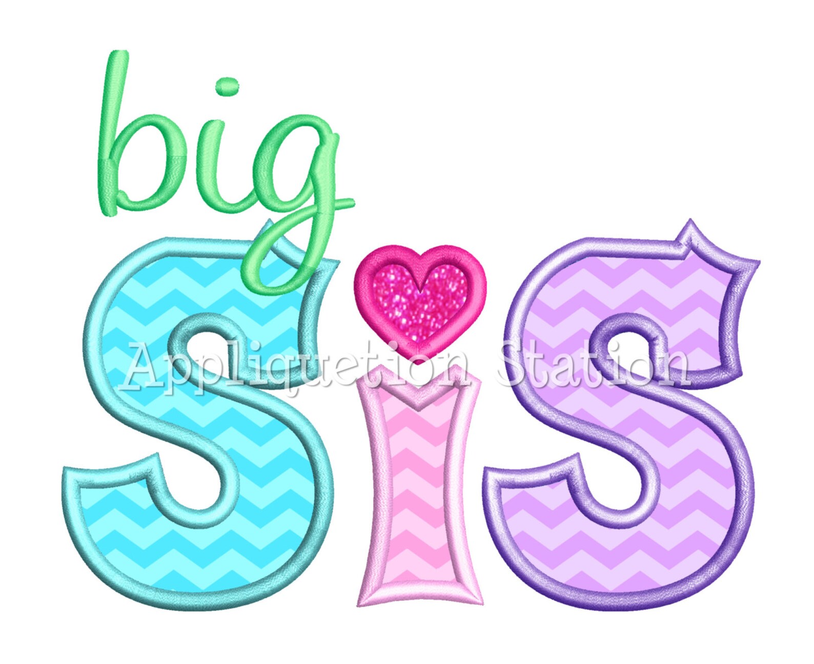 Big Sis Applique Machine Embroidery Design Sister Sibling | Etsy
