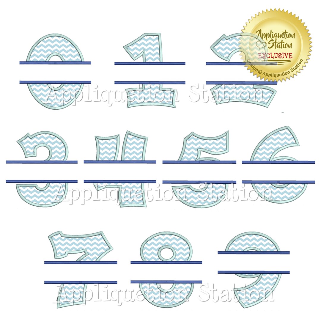 BX Split Design Birthday Numbers Set Applique Machine Embroidery Design ...