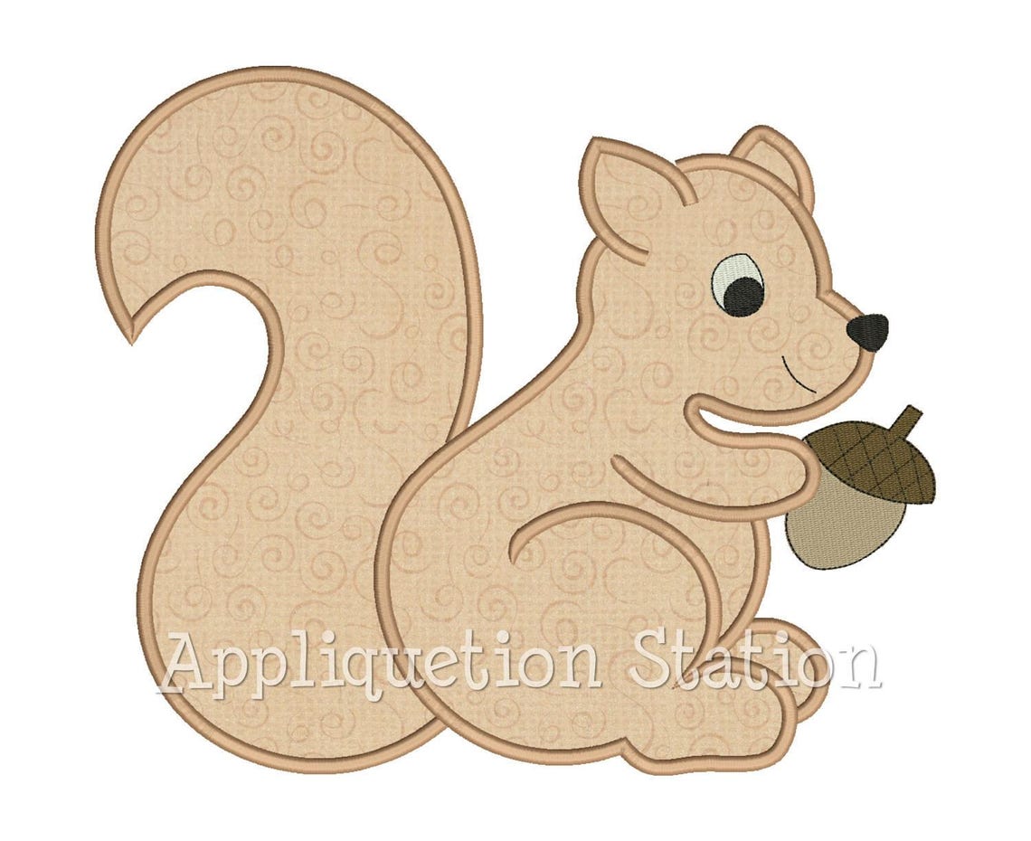 Applique Squirrel Machine Embroidery Design Pattern Boy Baby | Etsy