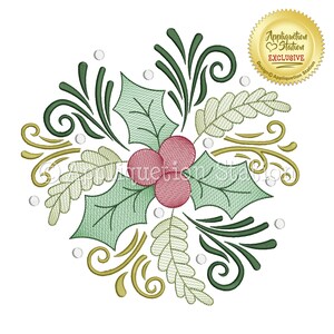 Holly Spray Filigree Sketch Machine Embroidery Design, Christmas ...