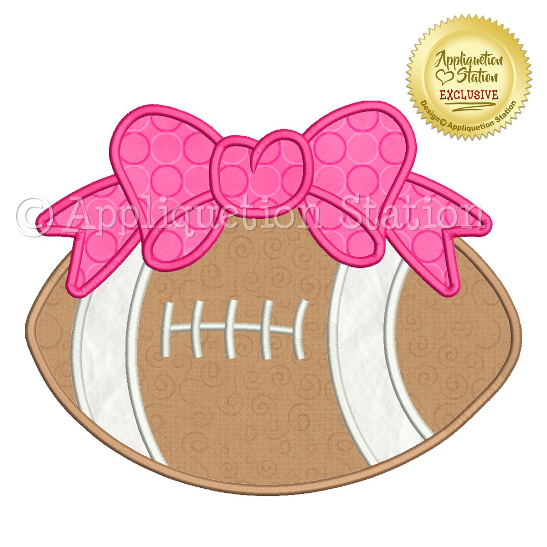 Football With Bow Applique Machine Embroidery Design Thanksgiving Fall ...