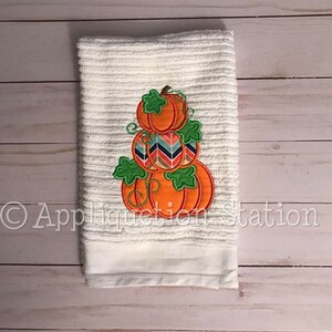 Pumpkin Stack Applique Machine Embroidery Design Trio 3 With Vines ...