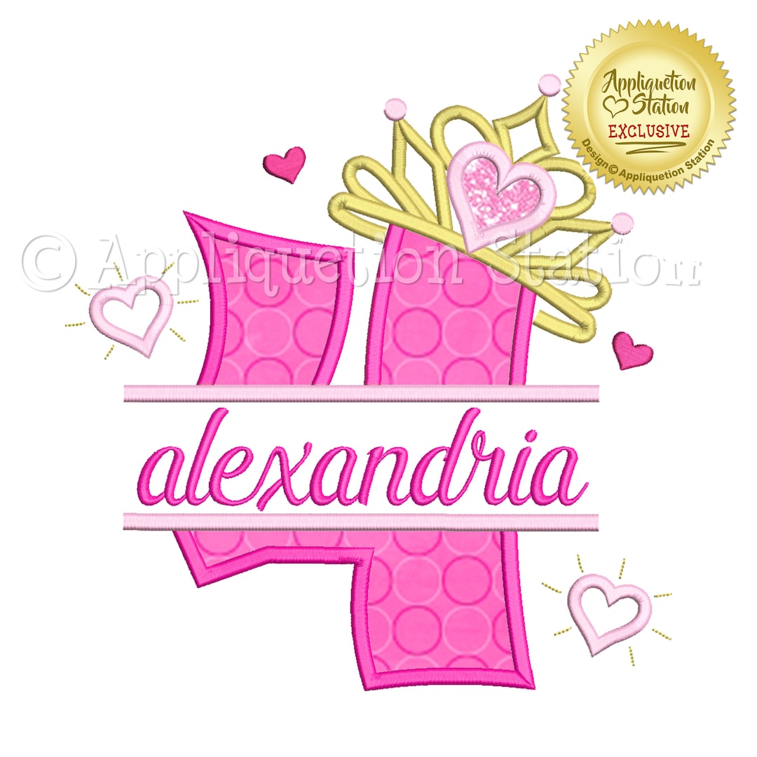 Split Princess Tiara #4 Applique Machine Embroidery Design Birthday ...
