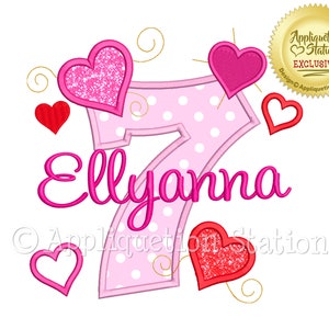 BX Heart Numbers Set Birthday Applique Machine Embroidery Valentine ...