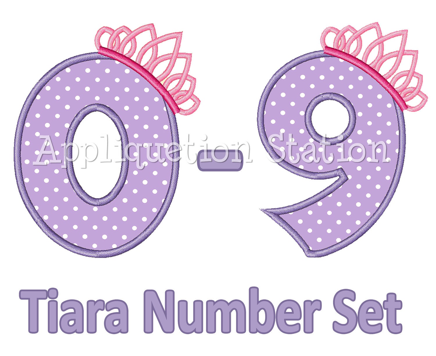 Sewing & Fiber Split Princess Tiara Numbers Set 0-9 Applique Machine ...