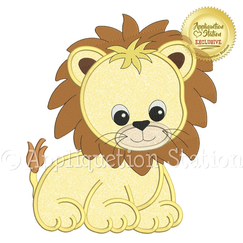 Applique Lion Machine Embroidery Design Zoo Pals Boy Girl Cute Safari ...