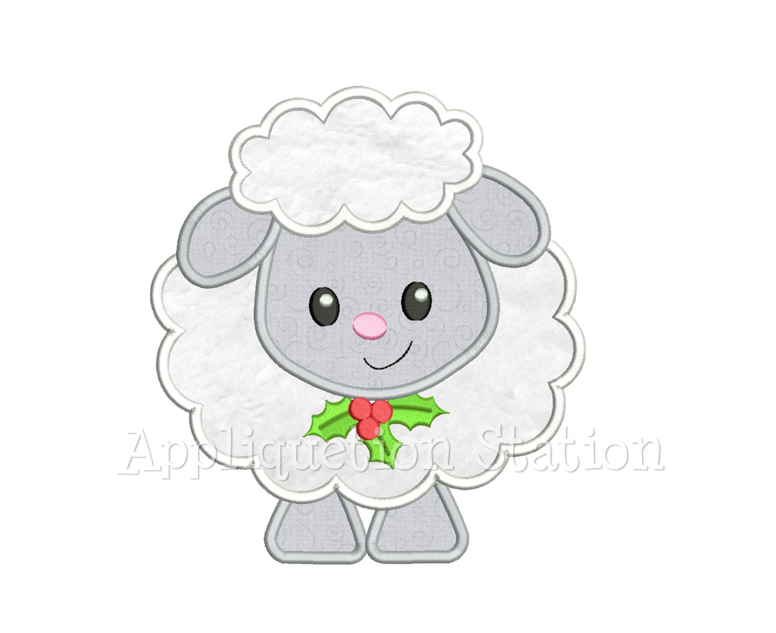Christmas Lamb With Holly Applique Machine Embroidery Designs - Etsy
