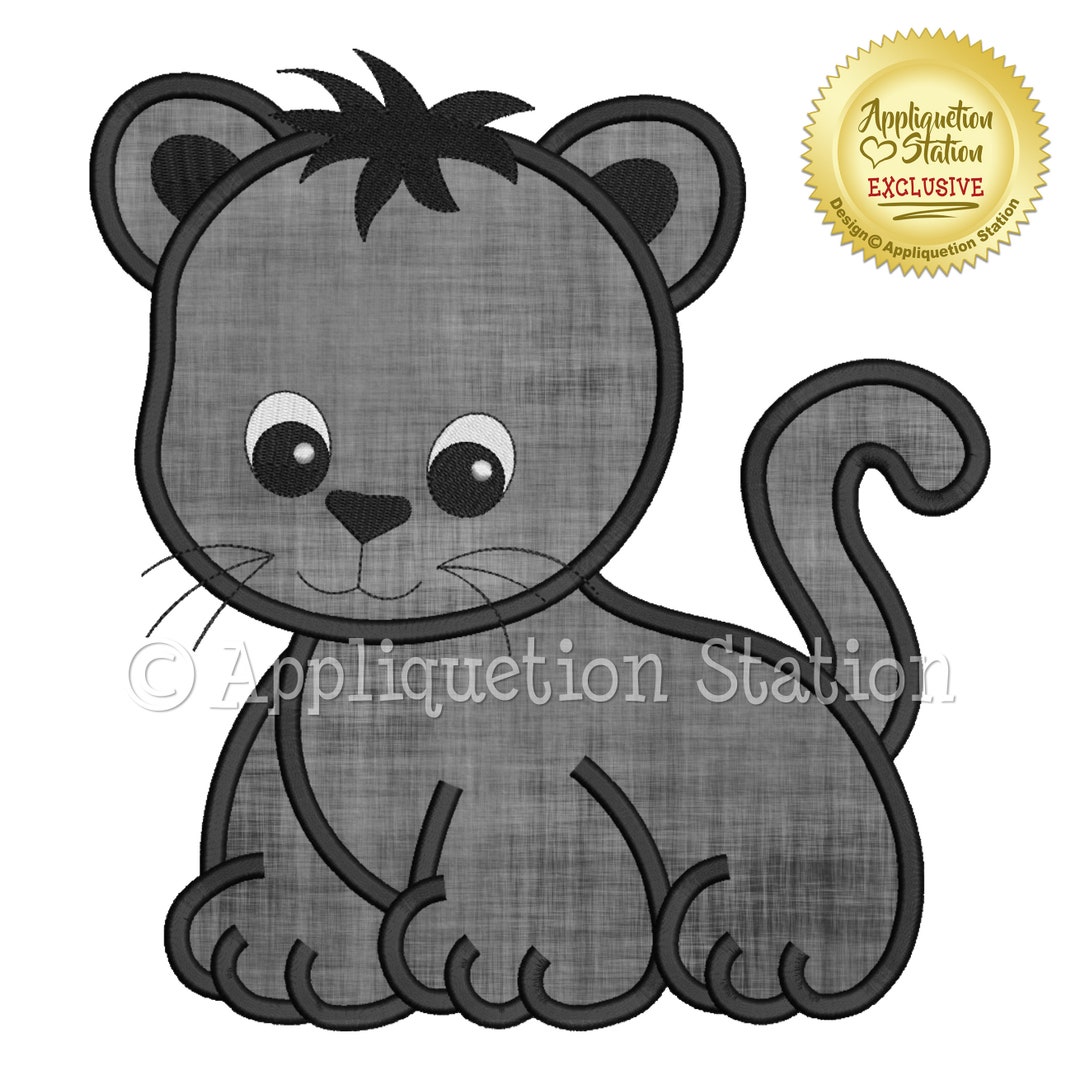 Applique Panther Machine Embroidery Design Zoo Pals Boy Girl Cute ...