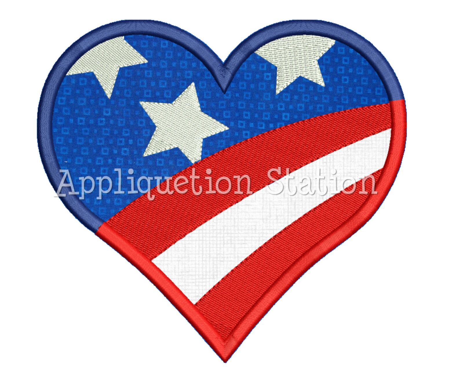 Patriotic Heart Flag Applique Machine Embroidery Design | Etsy