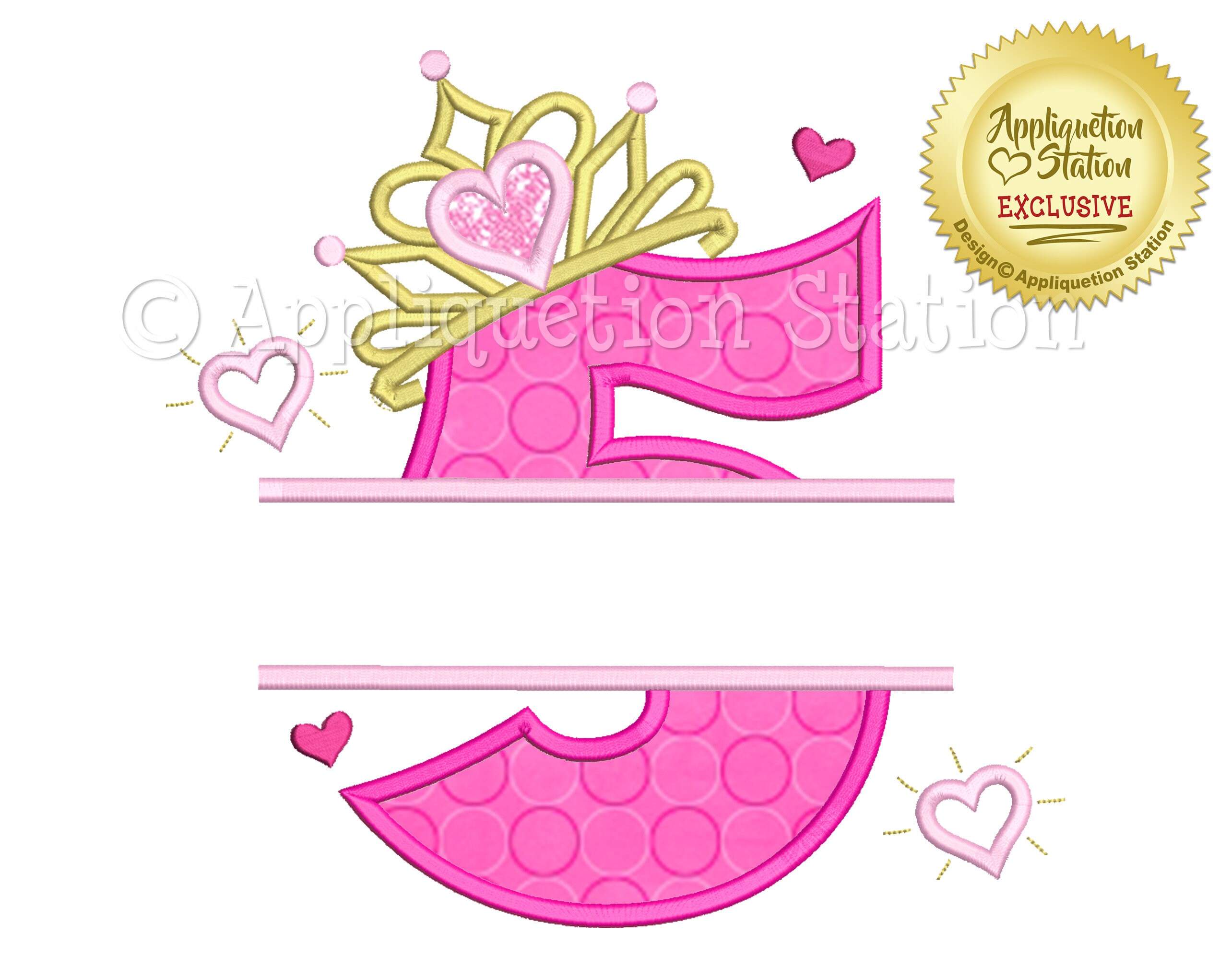BX Split Princess Tiara Numbers Set 0-9 Applique Machine | Etsy