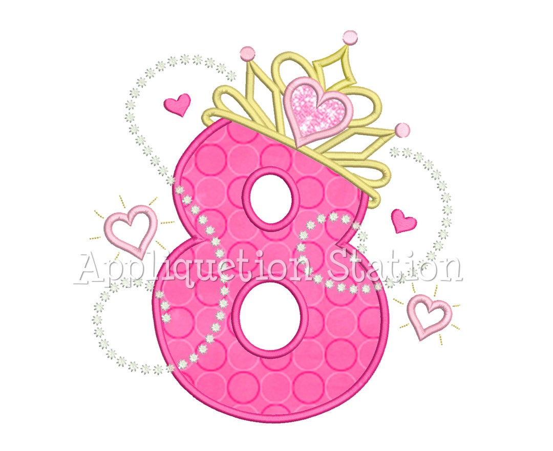 Princess Tiara + Pearls #8 Applique Machine Embroidery Design Birthday ...