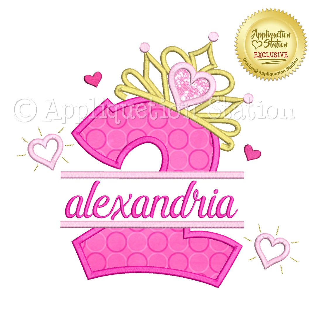 Split Princess Tiara #2 Applique Machine Embroidery Design Birthday ...