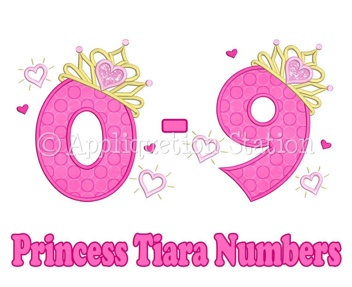 BX Princess Tiara Numbers Set 0-9 Applique Machine Embroidery - Etsy