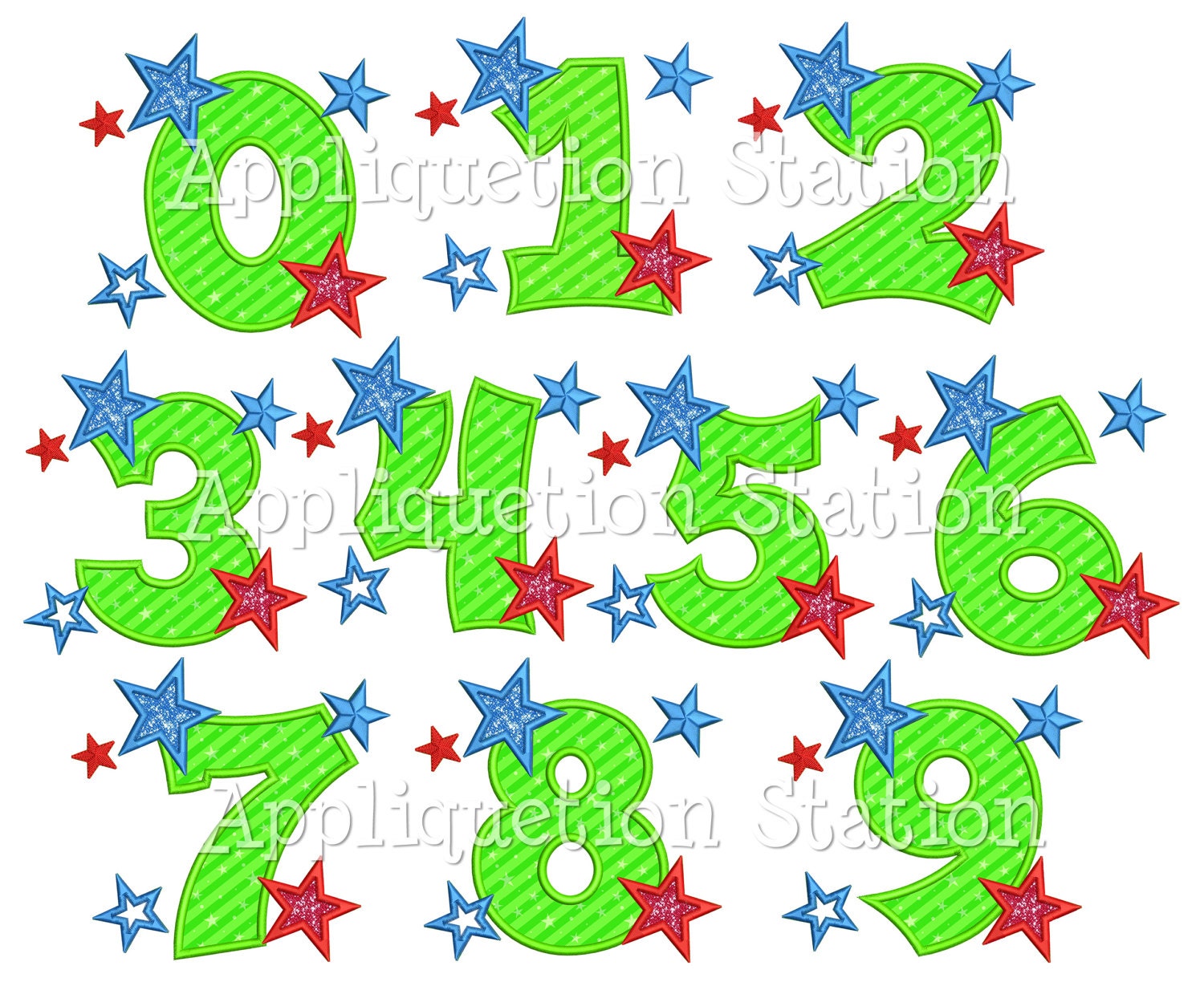 BX Boys Star Numbers Set Birthday Applique Machine Embroidery | Etsy