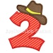 Number Two Cowgirl Hat 2nd Birthday Applique Machine Embroidery Design ...