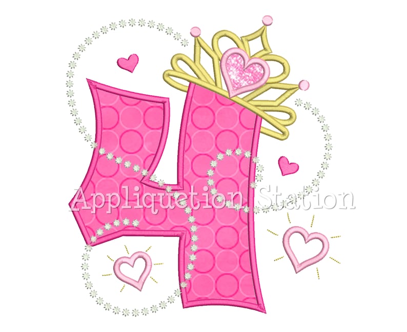 Princess Tiara + Pearls #4 Applique Machine Embroidery Design Birthday ...