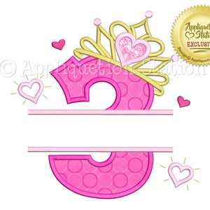 BX Split Princess Tiara Numbers Set 0-9 Applique Machine Embroidery ...