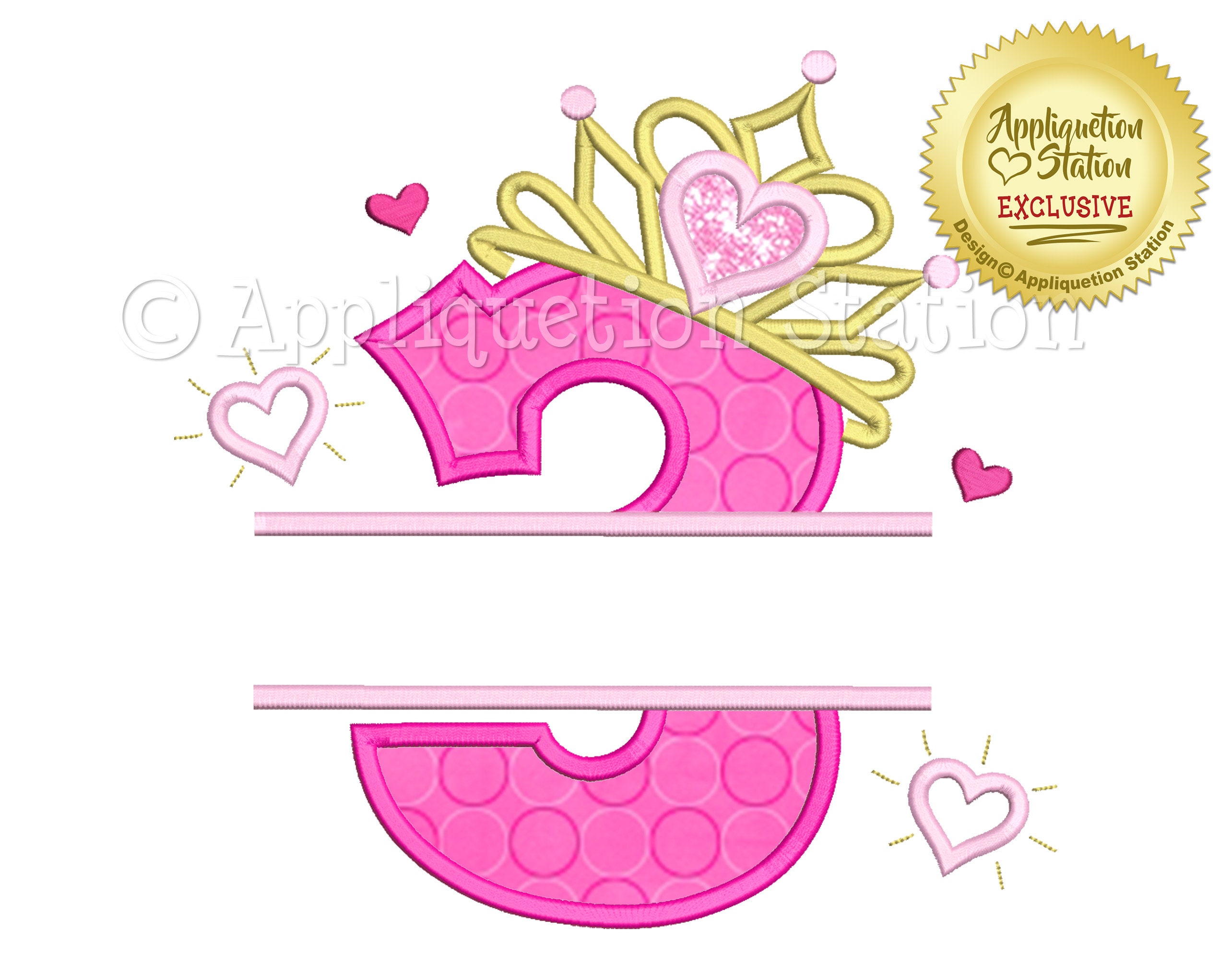 BX Split Princess Tiara Numbers Set 0-9 Applique Machine | Etsy